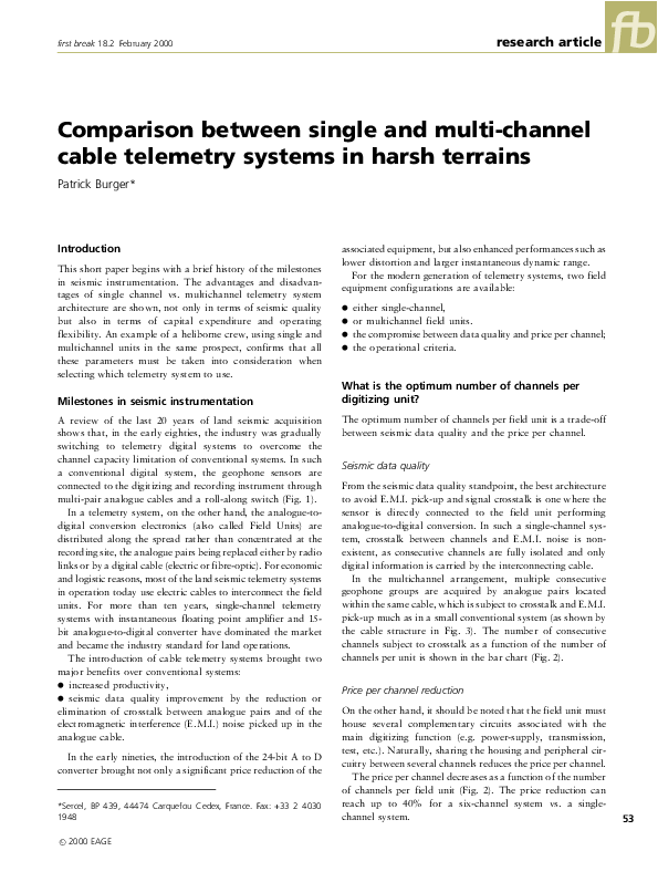 (PDF) Comparison between single and multi-channel cable telemetry ...