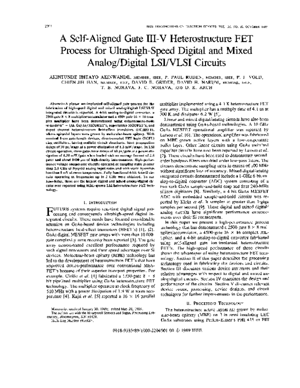 (PDF) A self-aligned gate III-V heterostructure FET process for ...