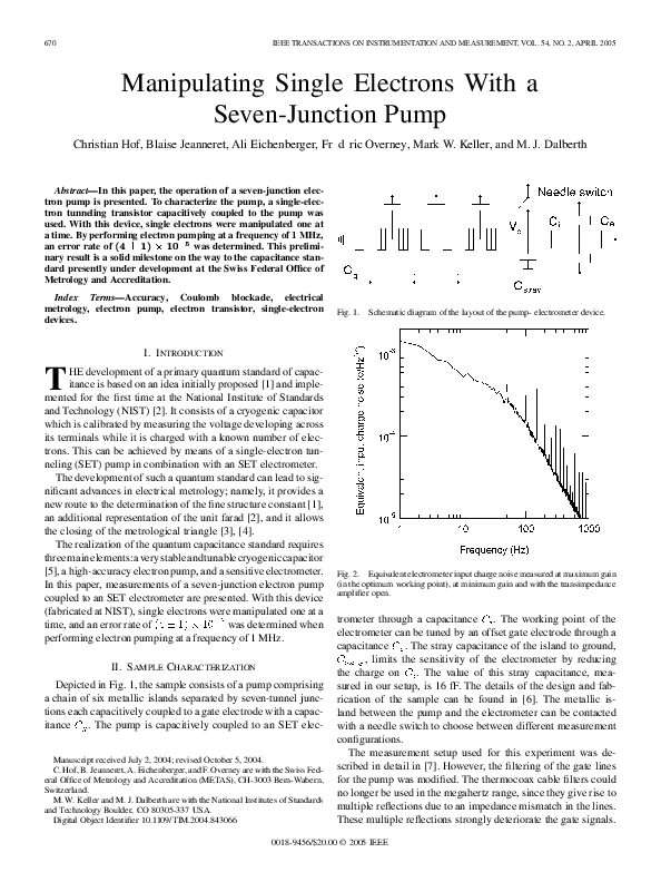 (PDF) Manipulating single electrons with a seven-junction pump