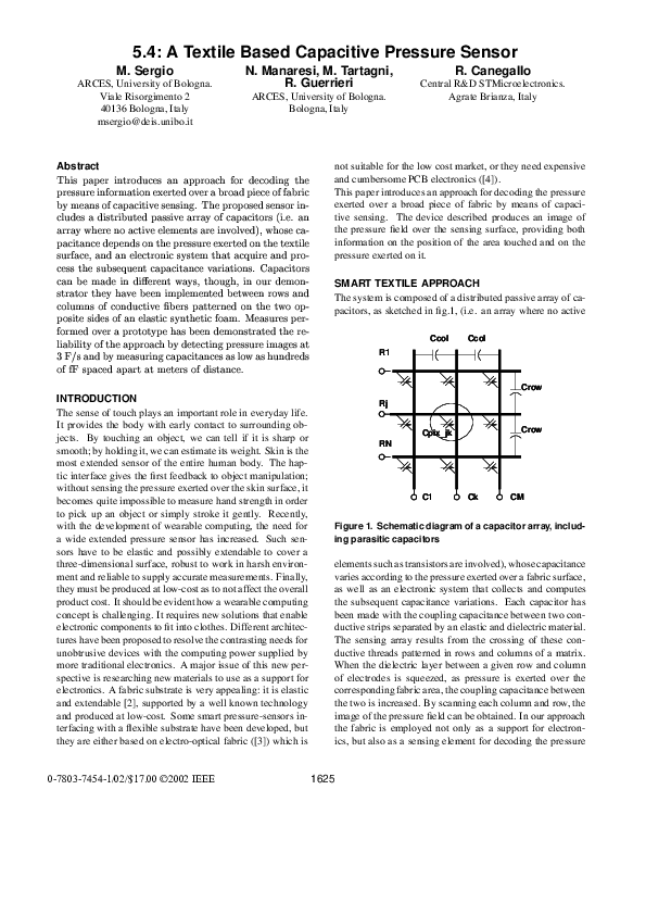 (PDF) A textile based capacitive pressure sensor