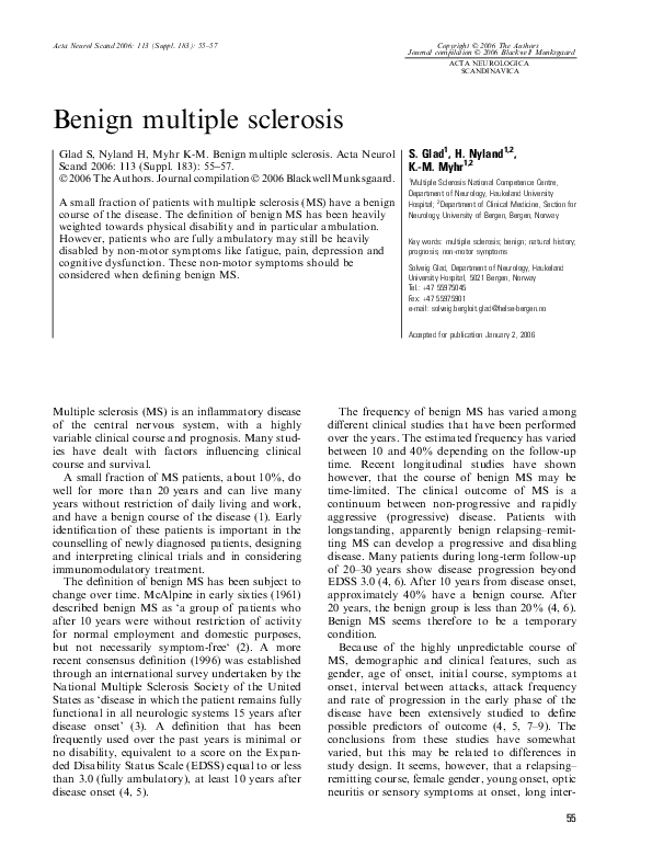 (PDF) Benign multiple sclerosis