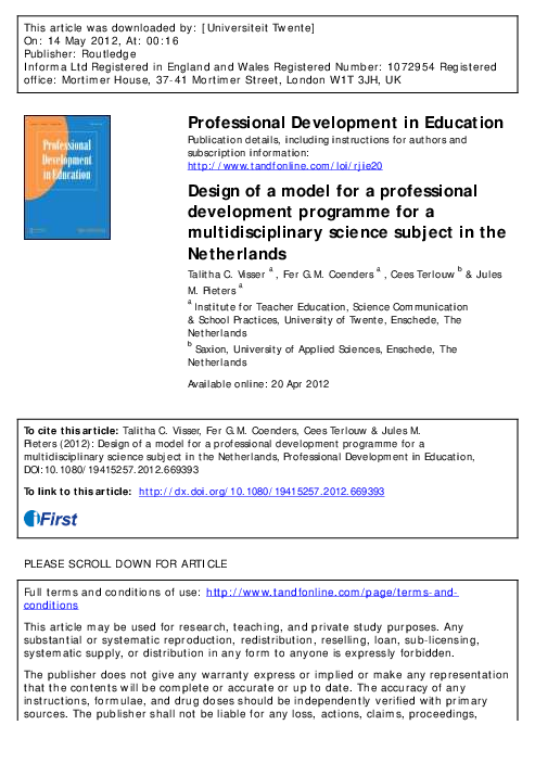 (PDF) Design of a model for a professional development programme for a ...