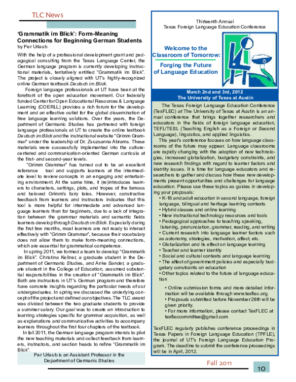 (PDF) Grammatik im Blick: Form-meaning connections for beginning German ...