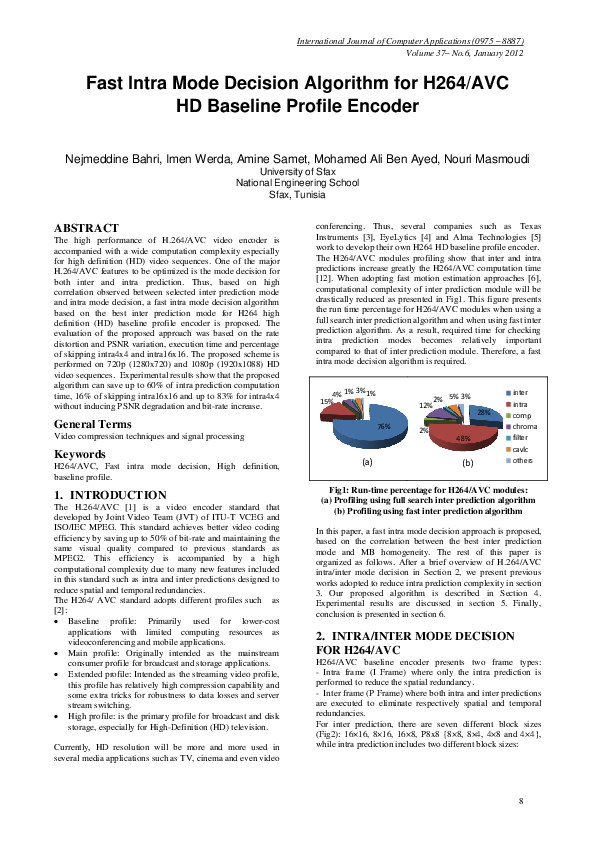 Pdf Mode Decision Based Algorithm For Complexity Control In H 264 Avc Eduardo Martinez