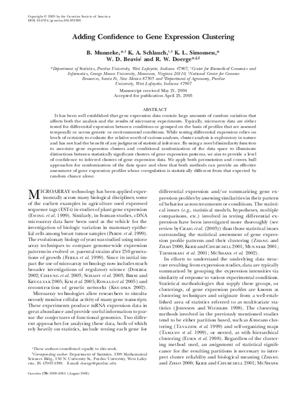 (PDF) Adding Confidence to Gene Expression Clustering