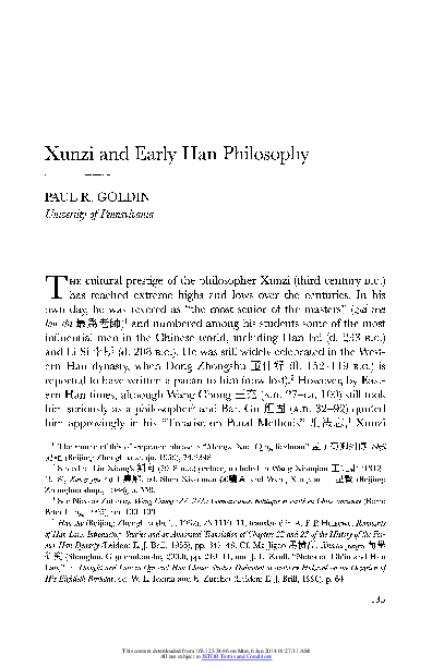 (PDF) Xunzi and Early Han Philosophy