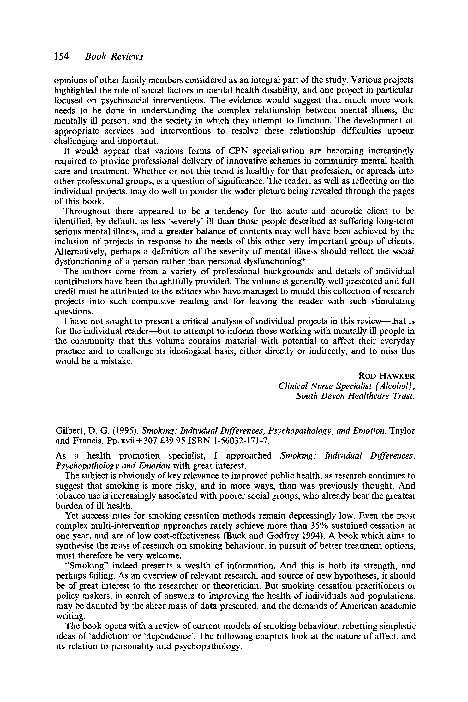 (PDF) Book Review: Gilbert, D. G. (1995).Smoking: Individual ...
