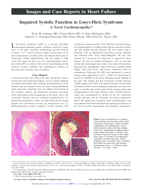 (PDF) Impaired systolic function in Loeys-Dietz syndrome: a novel ...