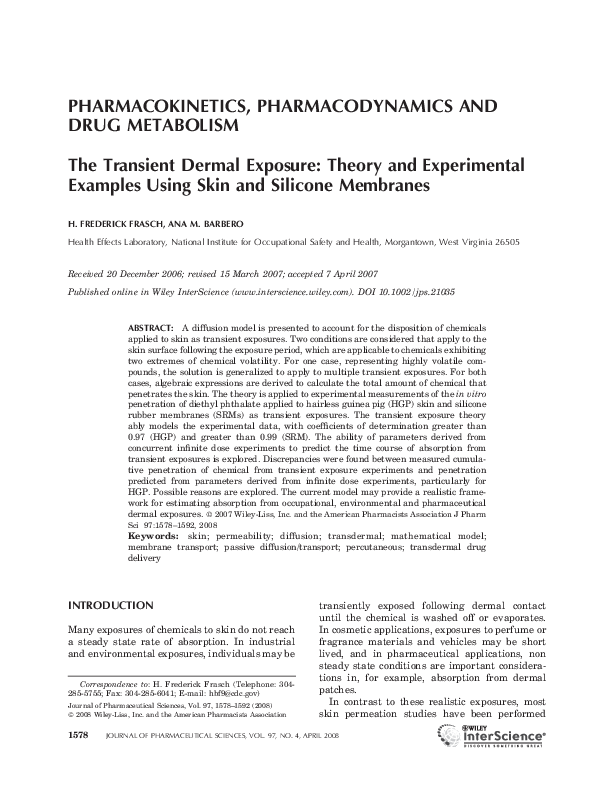 (PDF) The transient dermal exposure: Theory and experimental examples ...