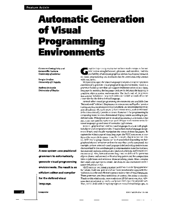 Pdf Automatic Generation Of Visual Programming Environments