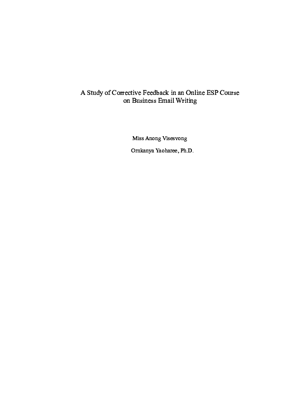 (PDF) A Study of Corrective Feedback in an Online ESP Course on Business Email Writing ...