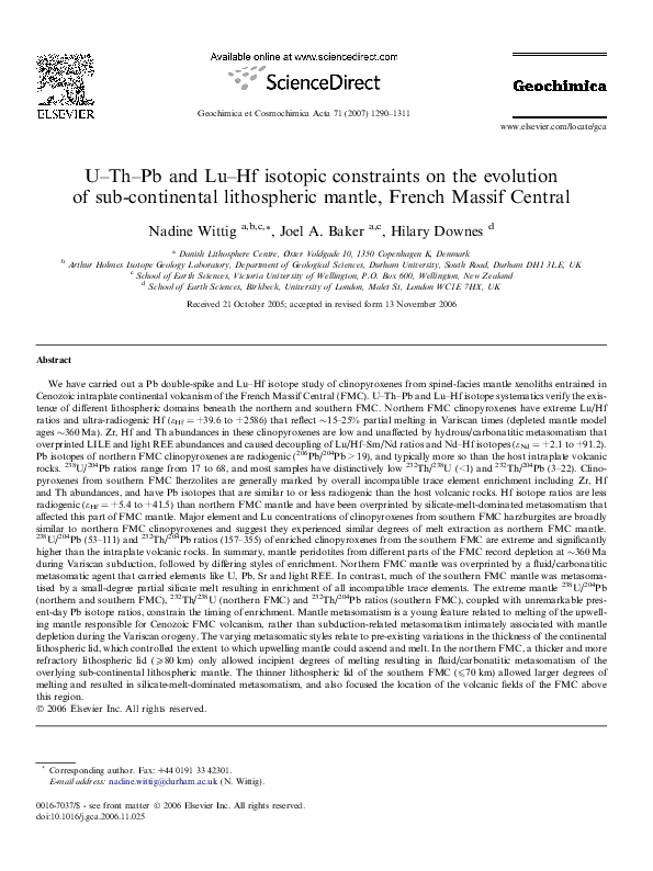 (PDF) U–Th–Pb and Lu–Hf isotopic constraints on the evolution of sub ...