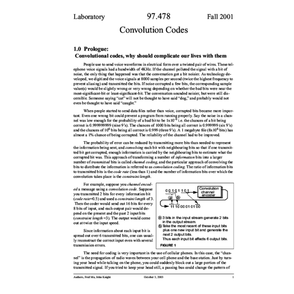 (PDF) Convolution Codes