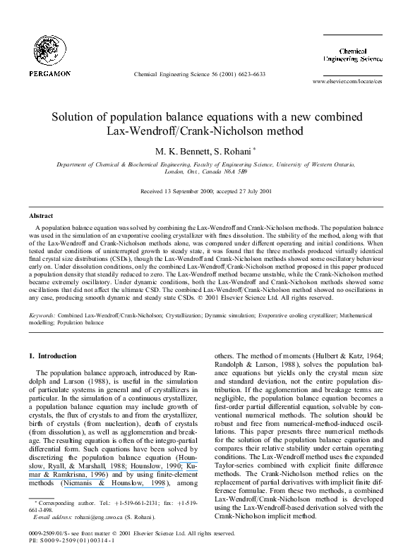 (PDF) Solution of population balance equations with a new combined Lax ...