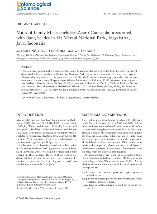 (PDF) Mites of family Macrochelidae (Acari: Gamasida) associated with ...