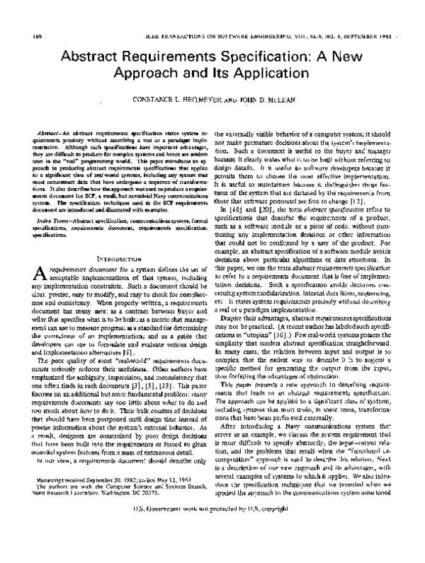 (PDF) Abstract Requirements Specification: A New Approach and Its Application