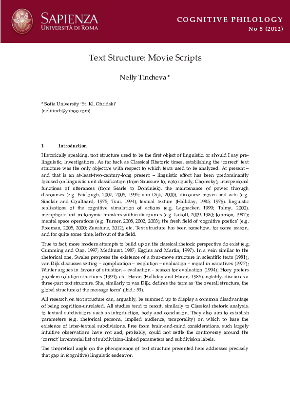 (PDF) Text Structure: Movie Scripts