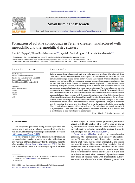 (PDF) Formation of volatile compounds in Teleme cheese manufactured ...