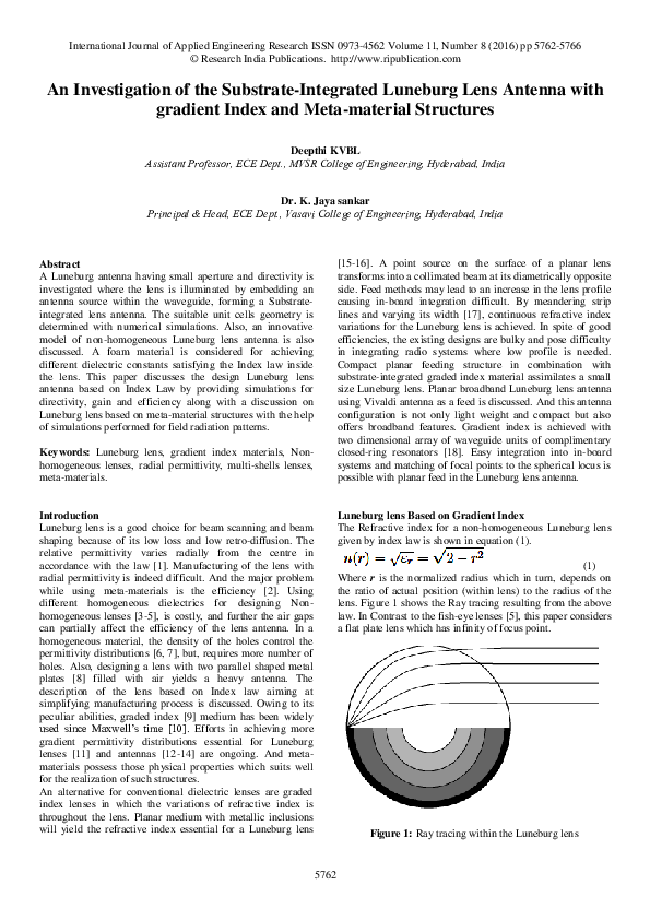 (PDF) An Investigation of the Substrate-Integrated Luneburg Lens ...
