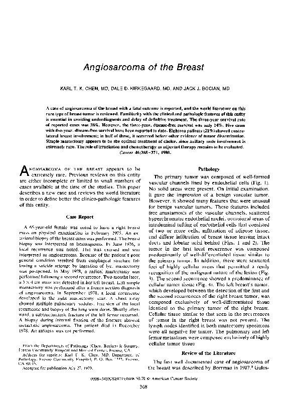 (PDF) Angiosarcoma of the breast