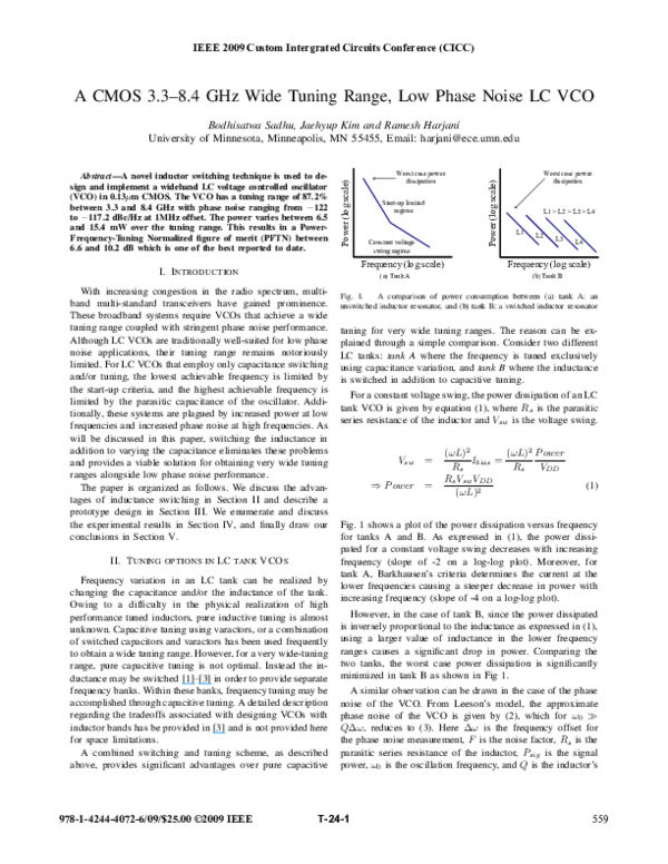 (PDF) A CMOS 3.3-8.4 GHz wide tuning range, low phase noise LC VCO