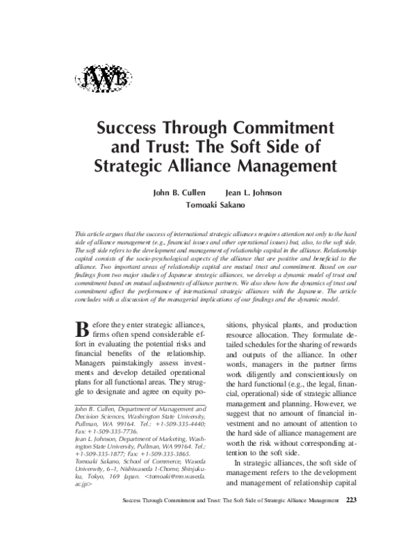(PDF) Success through commitment and trust: the soft side of strategic ...