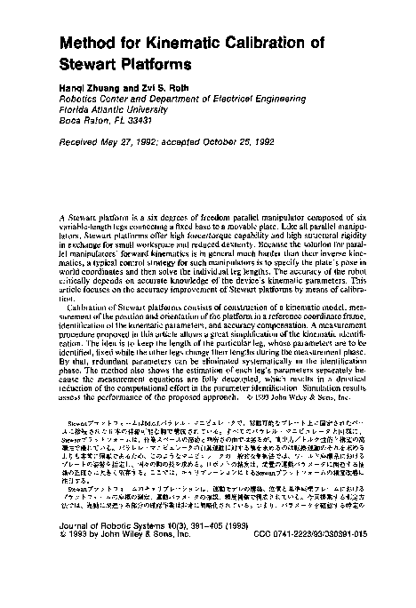 (PDF) Method for kinematic calibration of stewart platforms