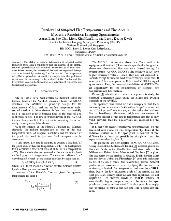 (PDF) Retrieval of Subpixel Fire Temperature and Fire Area using Simulated HJ-1B Data | Sibo ...