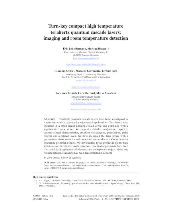 (PDF) Turn-key compact high temperature terahertz quantum cascade ...