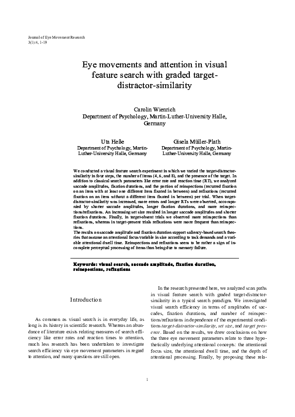 (PDF) Eye movements and attention in visual feature search with graded ...