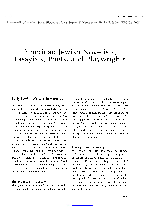 (PDF) Early Jewish Writers in America