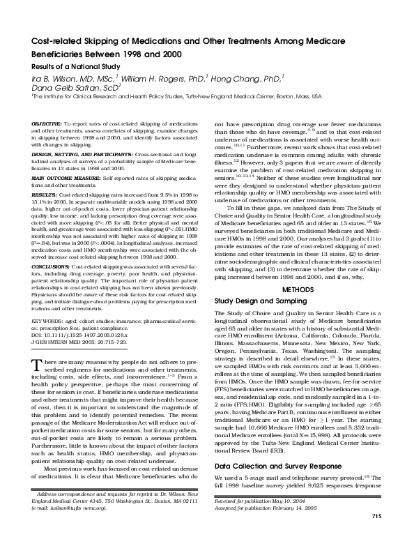 (PDF) Cost-related skipping of medications and other treatments among ...