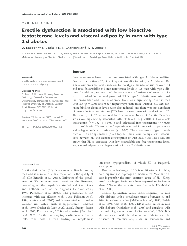 (PDF) Erectile dysfunction is associated with low bioactive ...