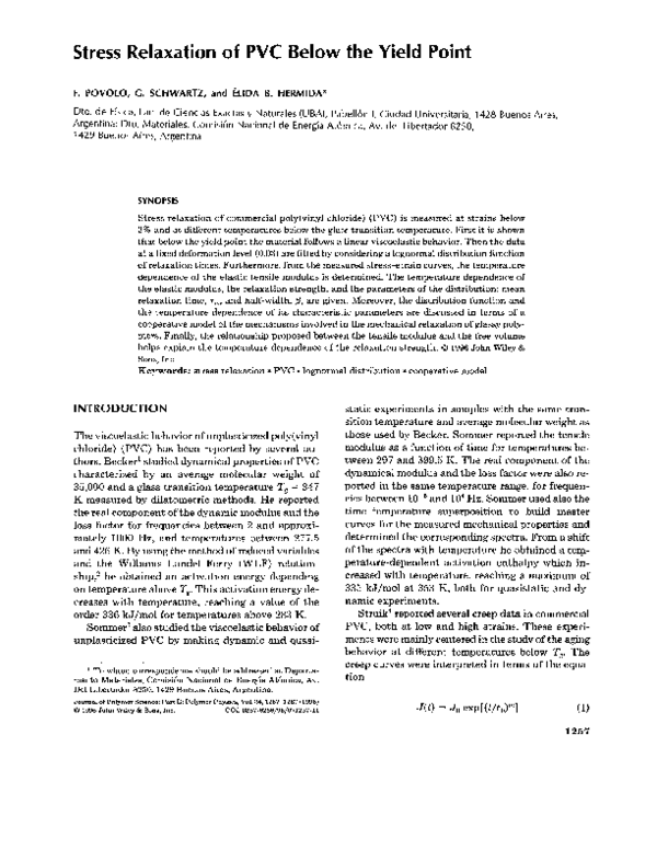 (PDF) Stress relaxation of PVC below the yield point