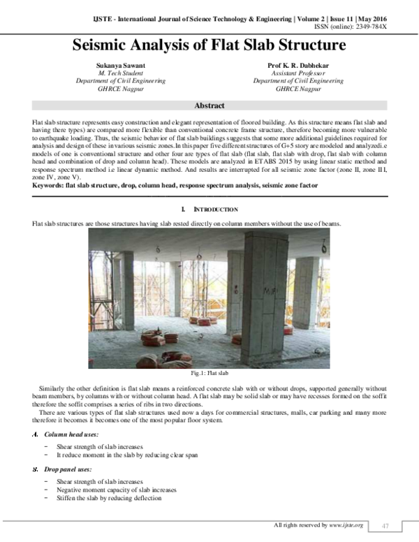 (PDF) Seismic Analysis of Flat Slab Structure