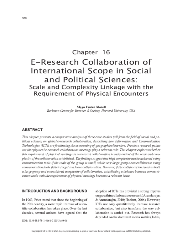 (PDF) E-Research Collaboration of International Scope in Social and ...