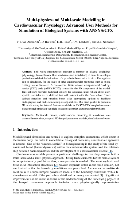(PDF) Multi-physics and Multi-scale Modelling in Cardiovascular ...