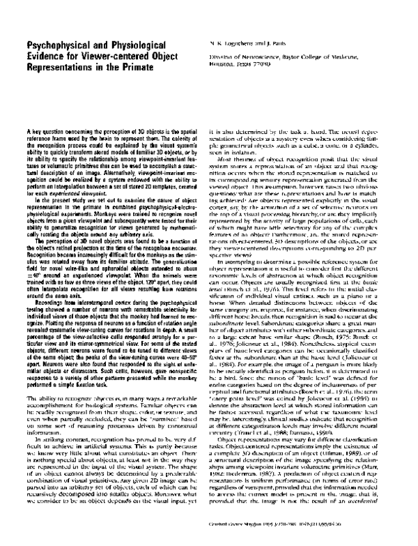 (PDF) Viewer-Centered Object Representation in Primates