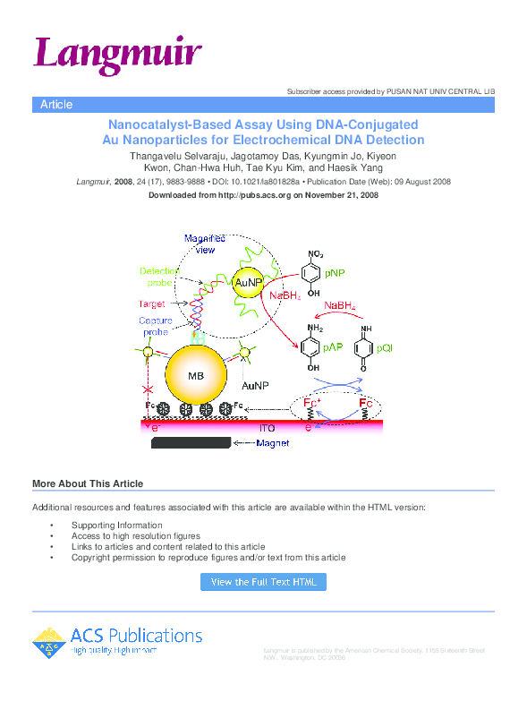 (PDF) Nanocatalyst-Based Assay Using DNA-Conjugated Au Nanoparticles ...