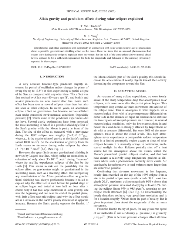 (PDF) Allais gravity and pendulum effects during solar eclipses explained