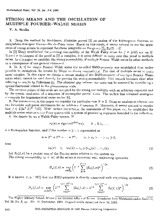 Pdf Strong Means And Oscillation Of Multiple Fourier Series In Multiplicative Systems