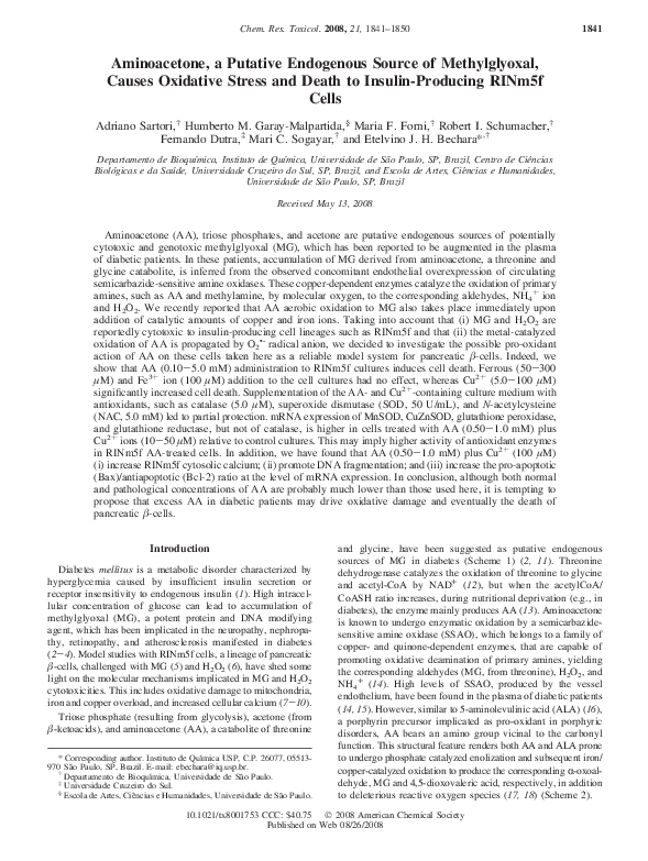 (PDF) Aminoacetone, a Putative Endogenous Source of Methylglyoxal ...