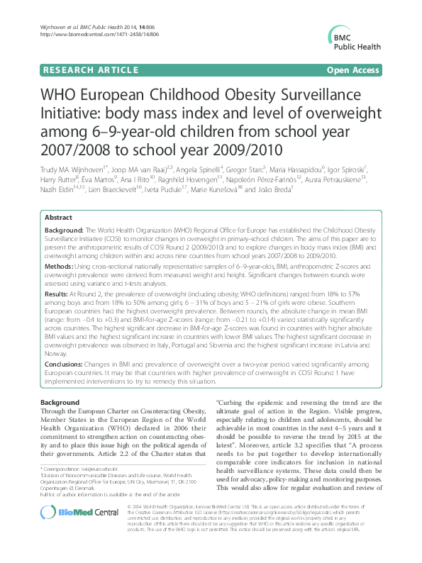 (PDF) WHO European Childhood Obesity Surveillance Initiative 2008 ...