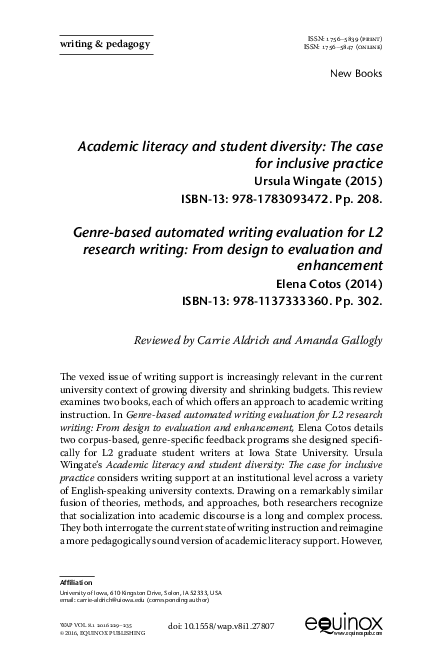 (PDF) Academic literacy and student diversity: The case for inclusive ...