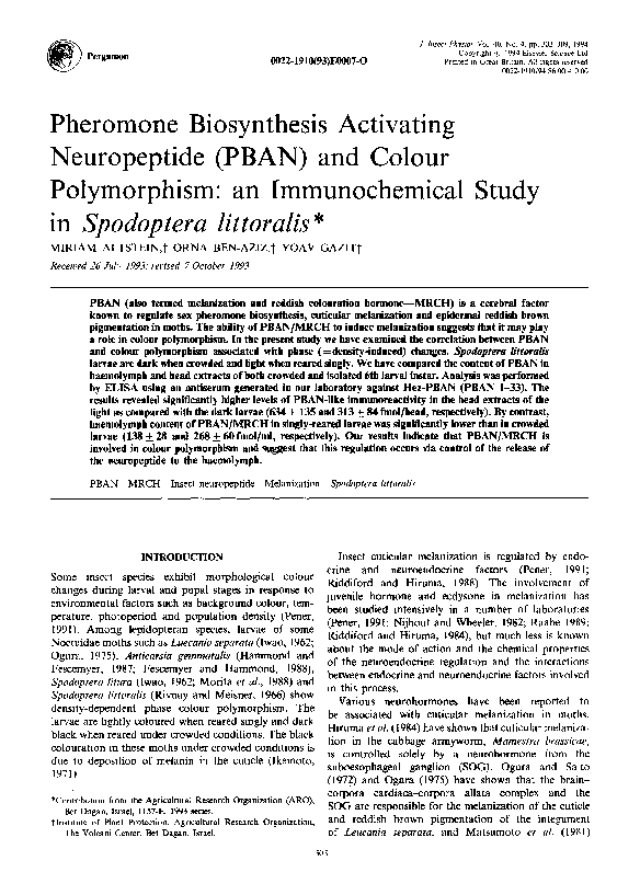 (PDF) Pheromone biosynthesis activating neuropeptides: Functions and ...
