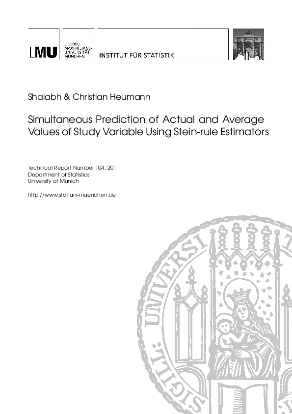 (PDF) Simultaneous Prediction of Actual and Average Values of Response Variable in Replicated ...