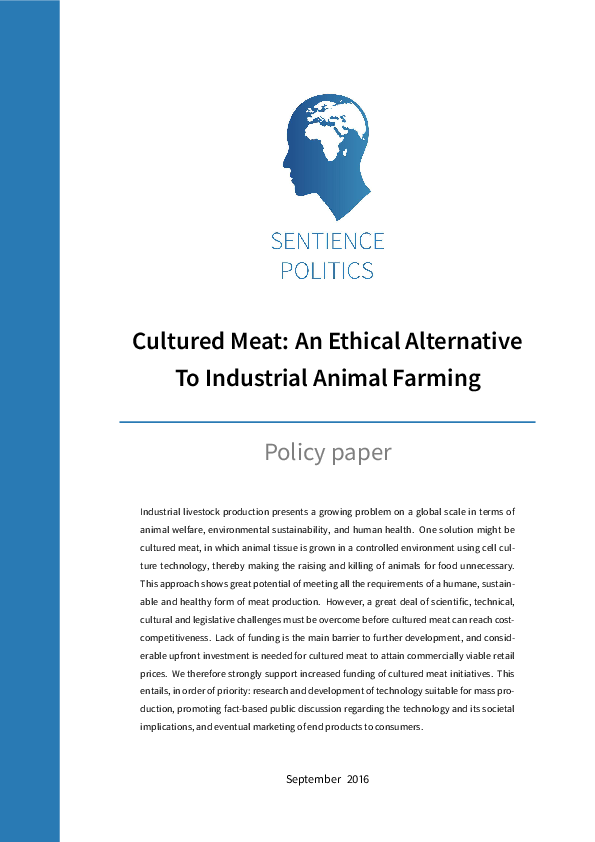 (PDF) Cultured Meat: An Ethical Alternative To Industrial Animal Farming (2016)