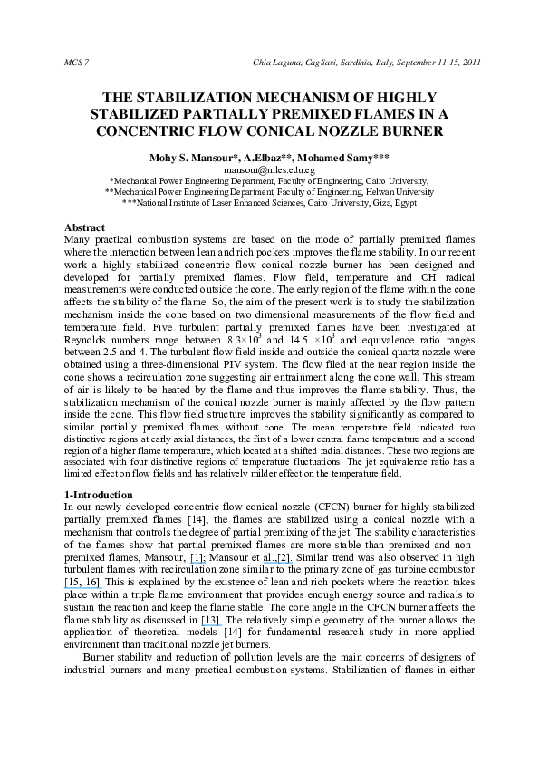 (PDF) The stabilization mechanism of highly stabilized partially premixed flames in a concentric ...