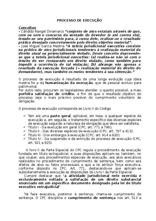 (DOC) Processo de Execução - Aula 1 - Disposições gerais