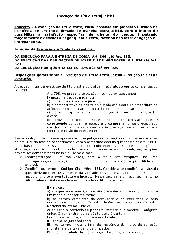 (DOC) Processo de Execução - Aula 4 - Petição Inicial e Disposições ...